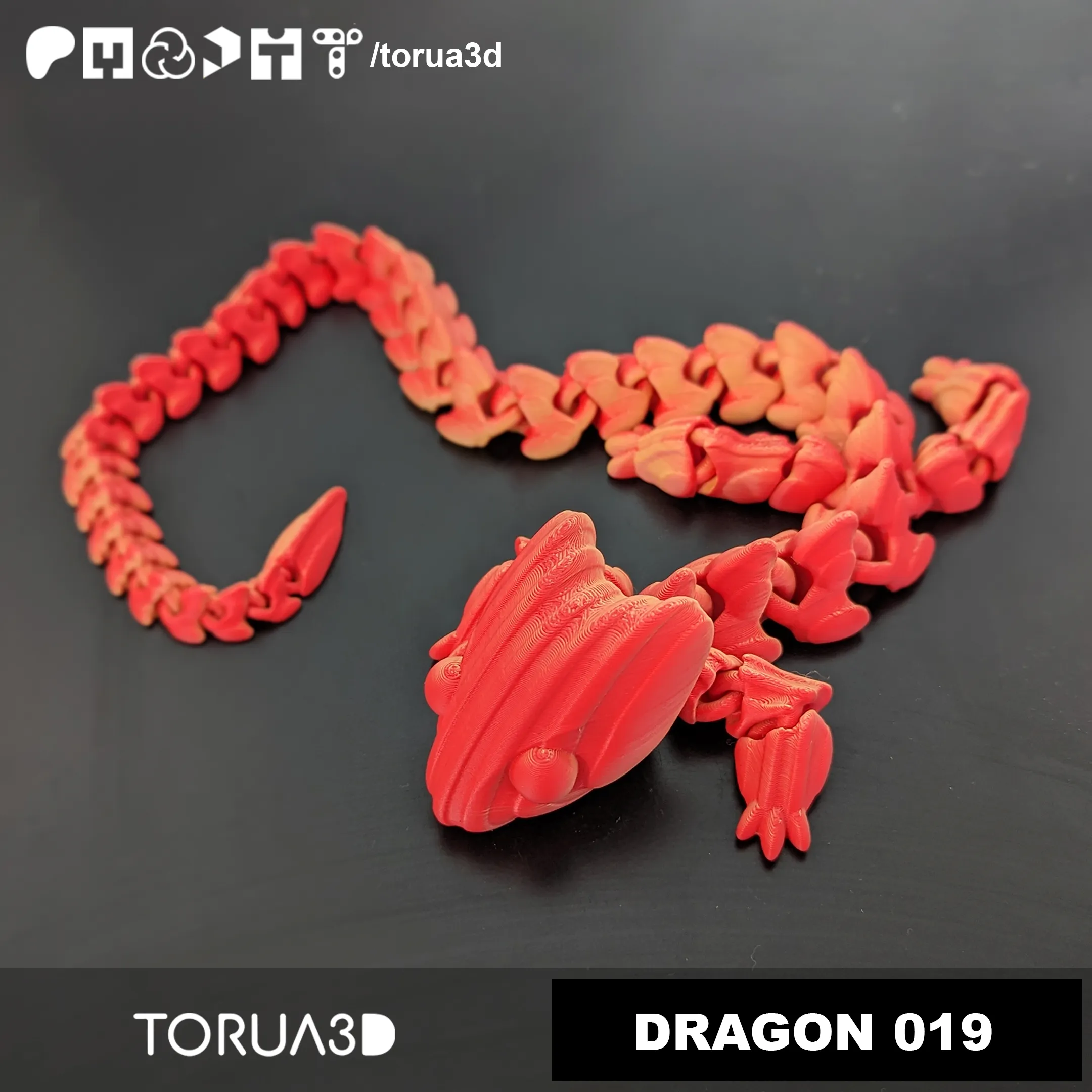 Characters & Creatures STL Descarga - Articulated Dragon 019 - Print in ...