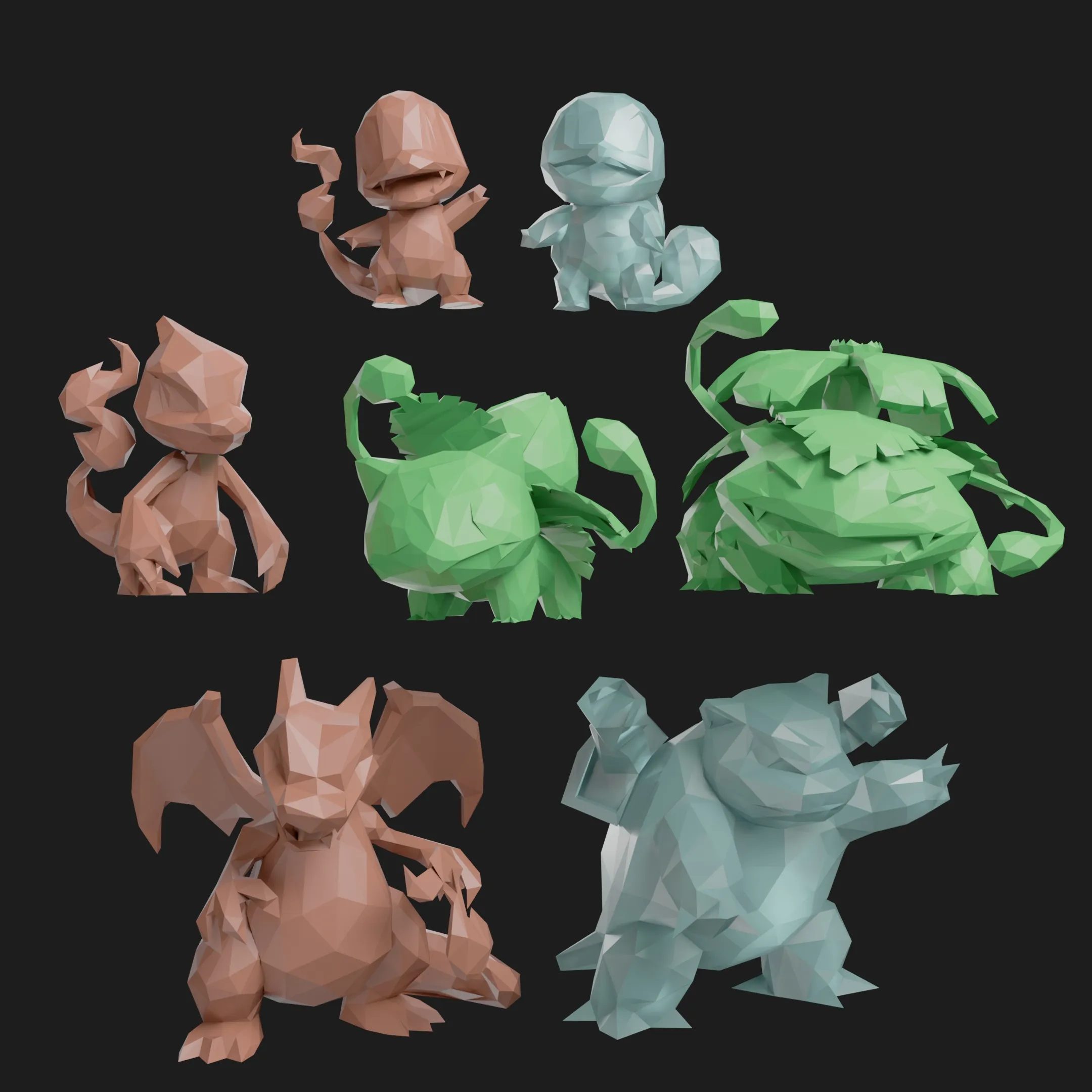 3D Printer Files | 3MF File | Pokemon Low Poly Collection - 7 Iconic ...