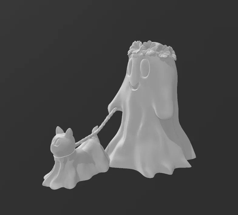 Characters & Creatures STL Download - floral ghost walking catby Mr3DBeast
