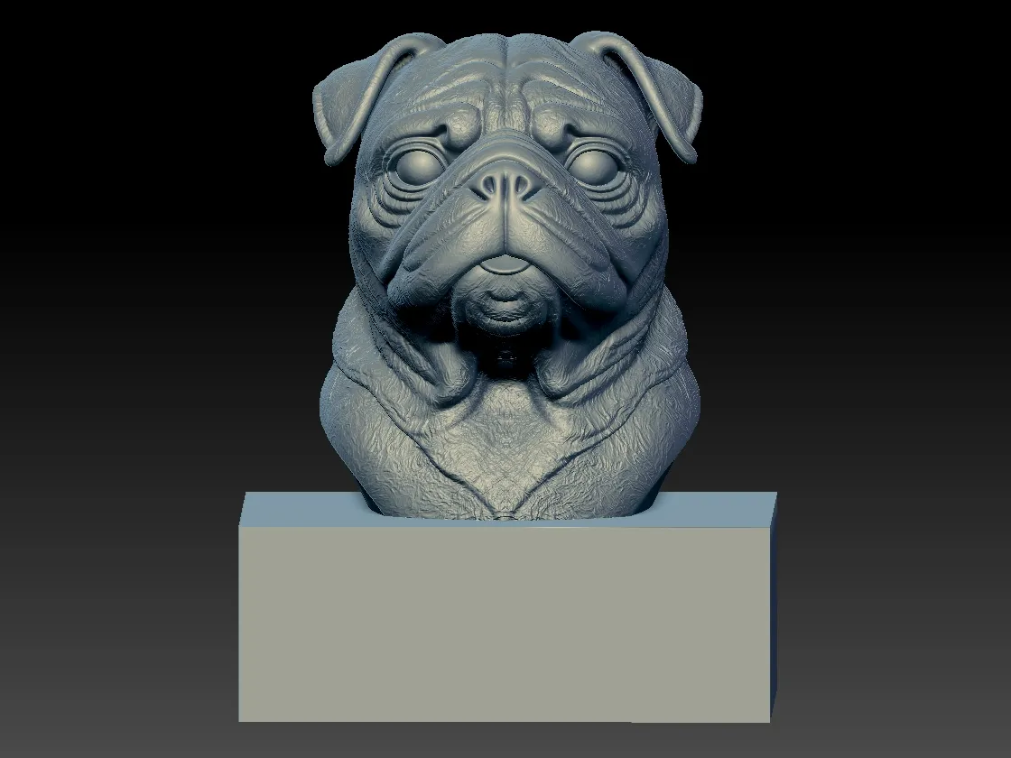 Characters & Creatures STL Descarga - Pug dog bust - head dog model ...