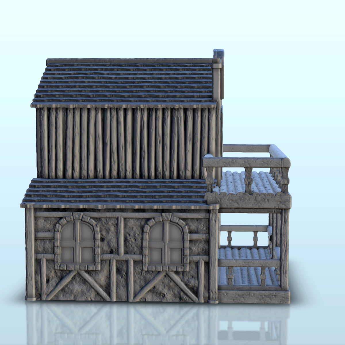 Bank building with canopy and balcony (8) - miniatures figur | 3D ...