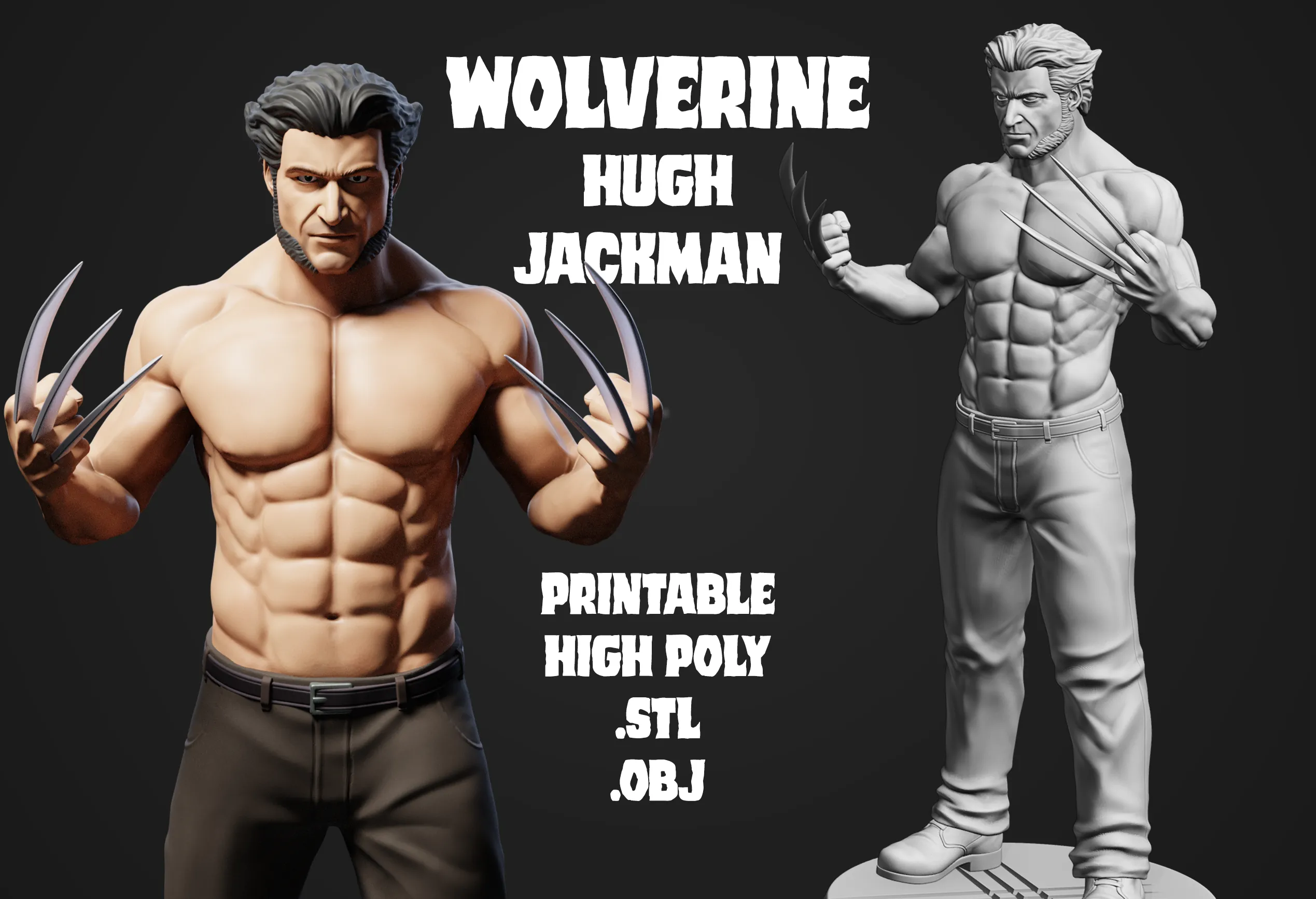 Characters & Creatures STL Download - WOLVERINE Hugh Jackman figurine ...