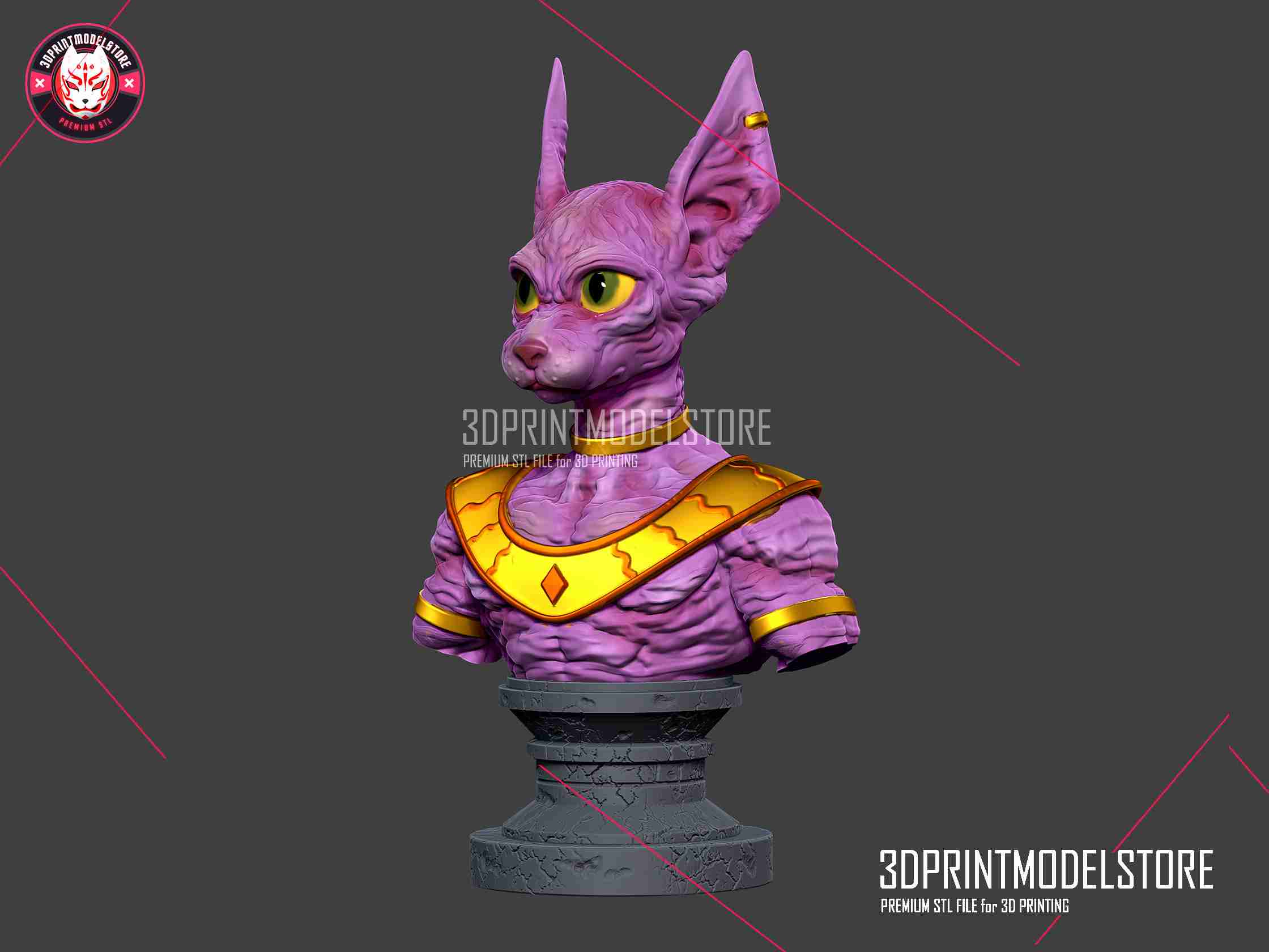 Beerus Sphynx Cat Miniature Bust Sculpture Toy | 3D models download ...