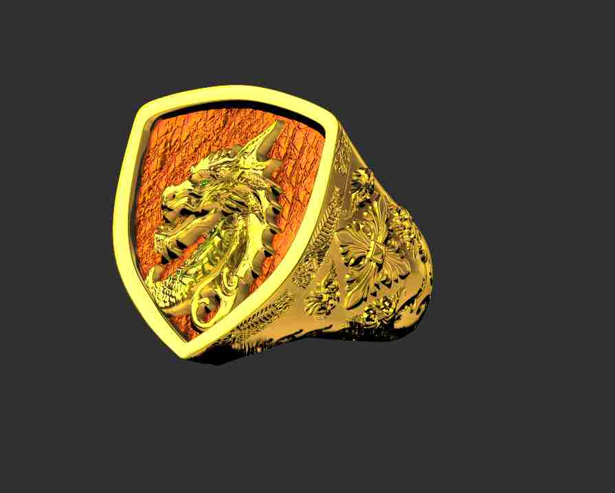 Men's signet ring with dragon | 3D models download | Creality Cloud