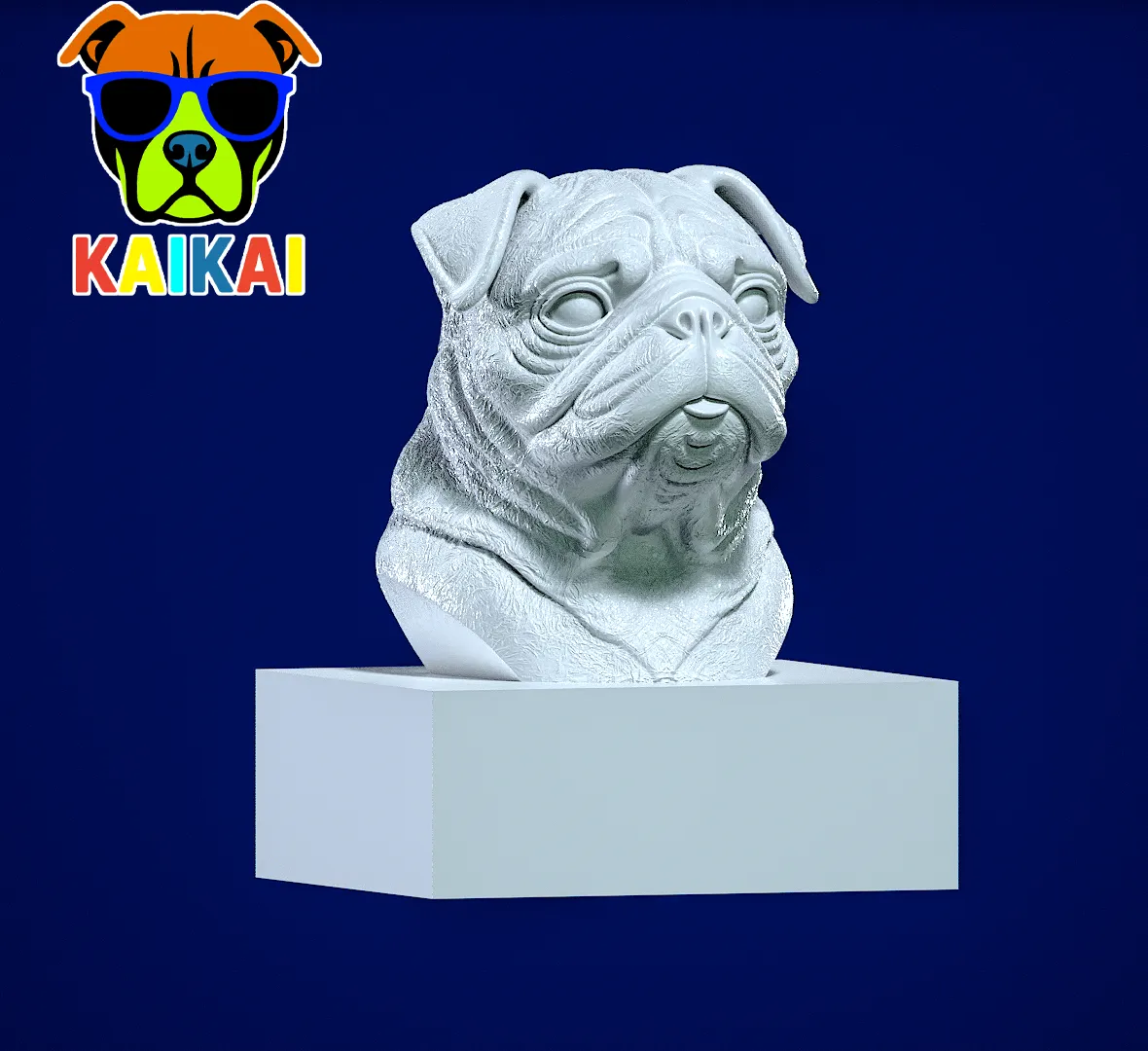 Characters & Creatures STL Descarga - Pug dog bust - head dog model ...
