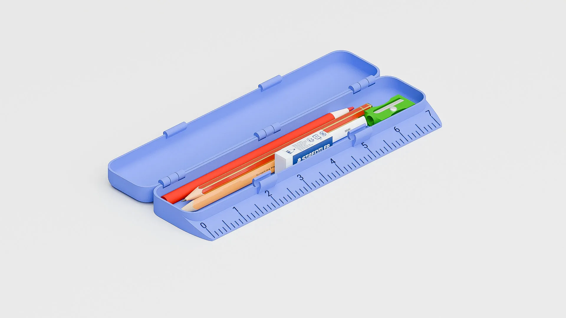 Stationery & Learning Tools STL Descarga - PENCIL CASE WITH RULER - 3dhoome