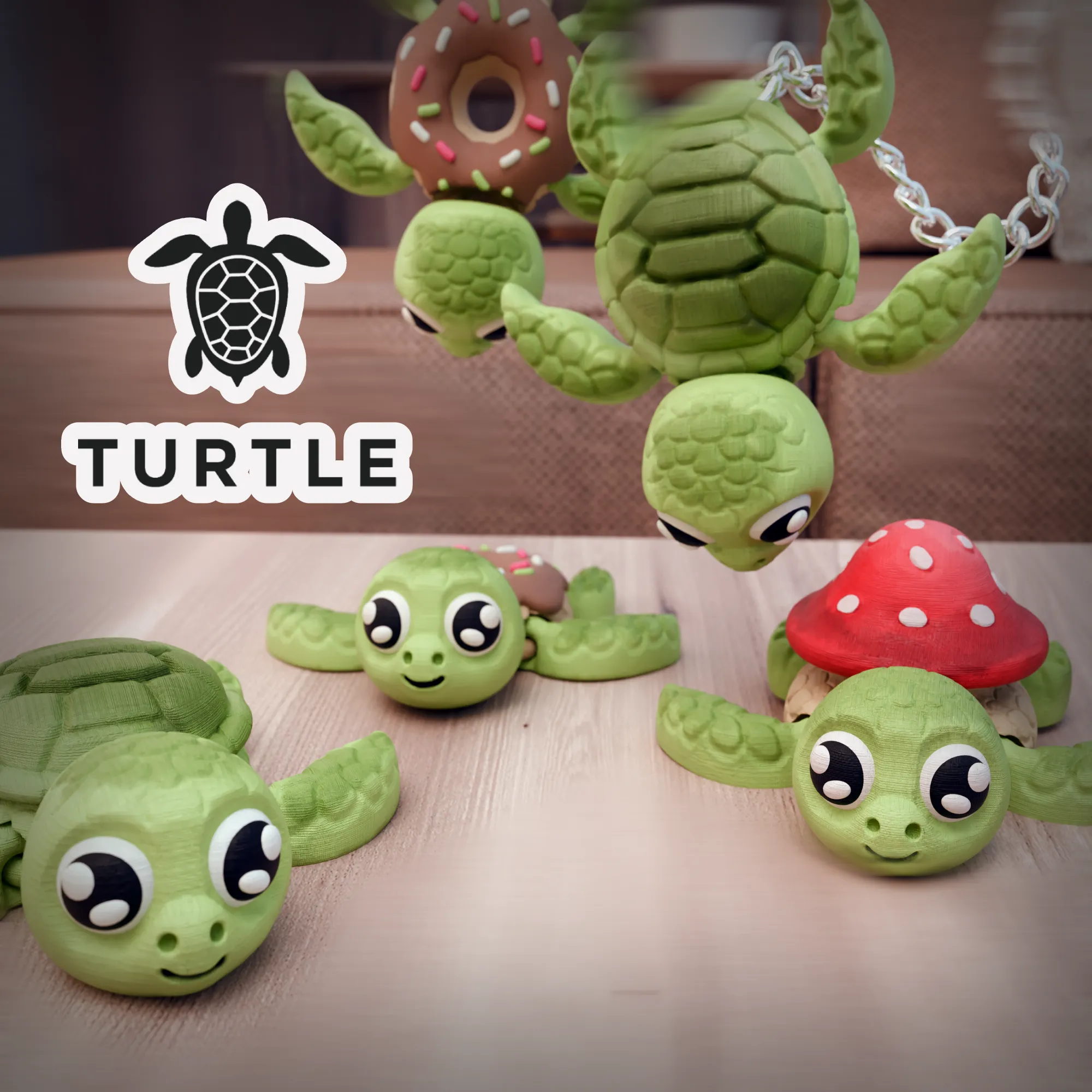 Other STL Download - ARTICULATED TURTLE PACK KEYCHAINby Raffaellzito