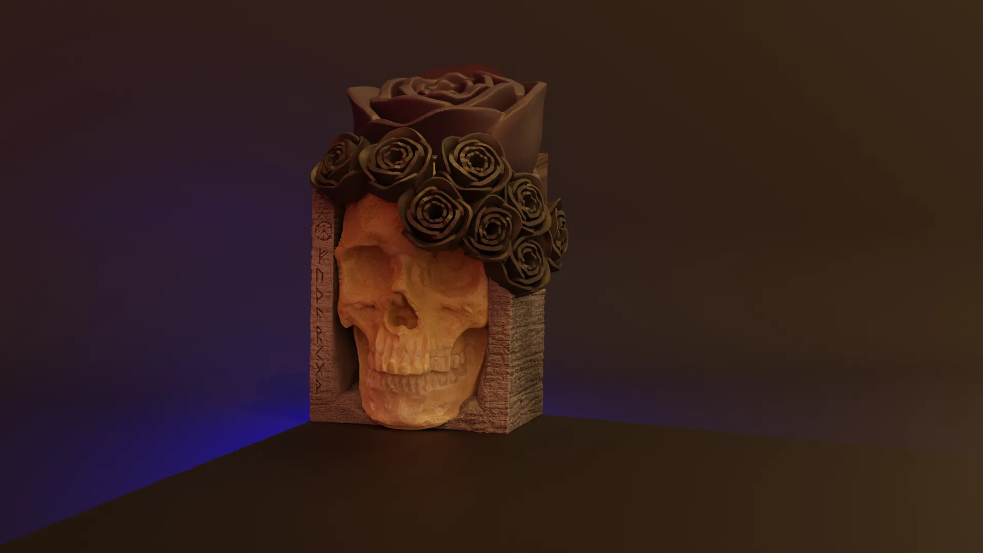 Rose Skull Book Nook with runes | 3D models download | Creality Cloud