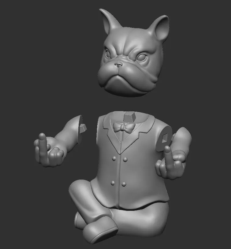 Characters & Creatures STL Download - Middle Finger BullDogby ArtistVN