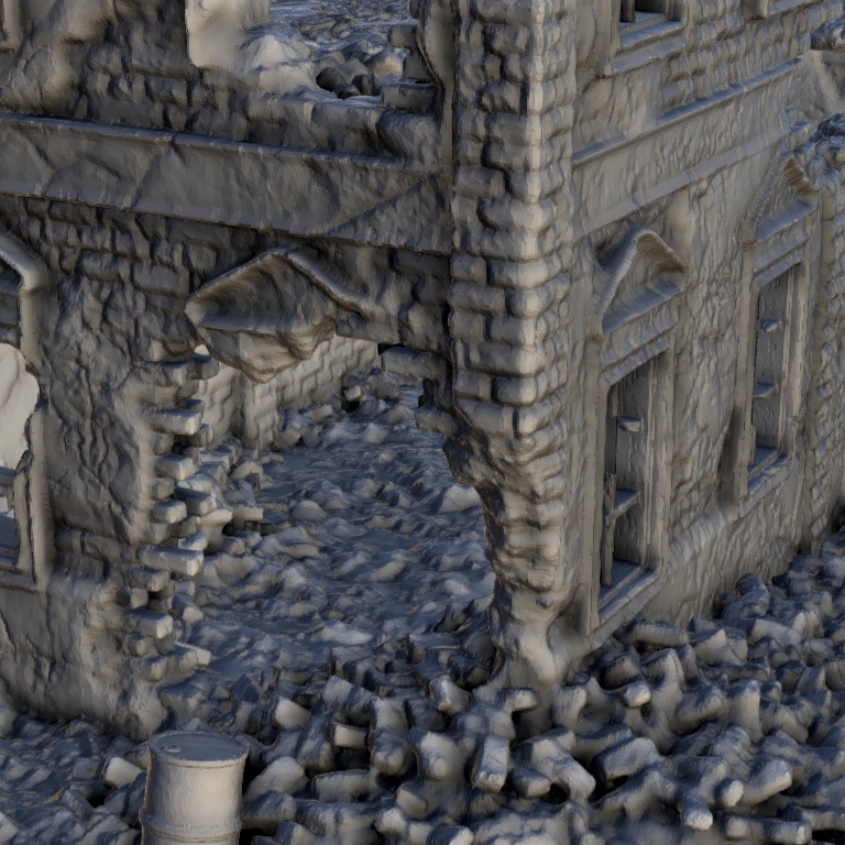 Destroyed floored urban building 21 - WW2 Terrain scenery | 3D models ...