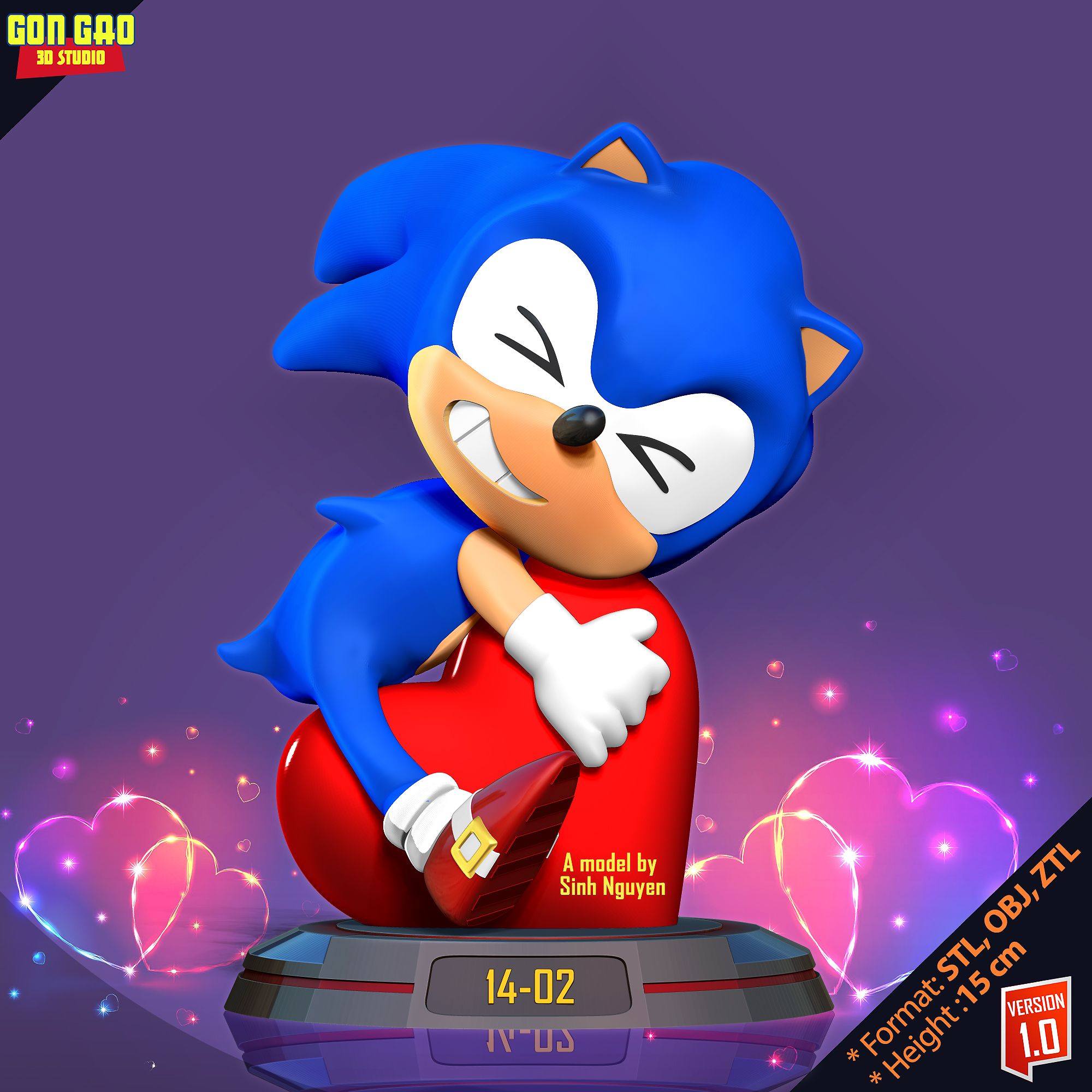Kid Sonic holds red heart | 3D models download | Creality Cloud