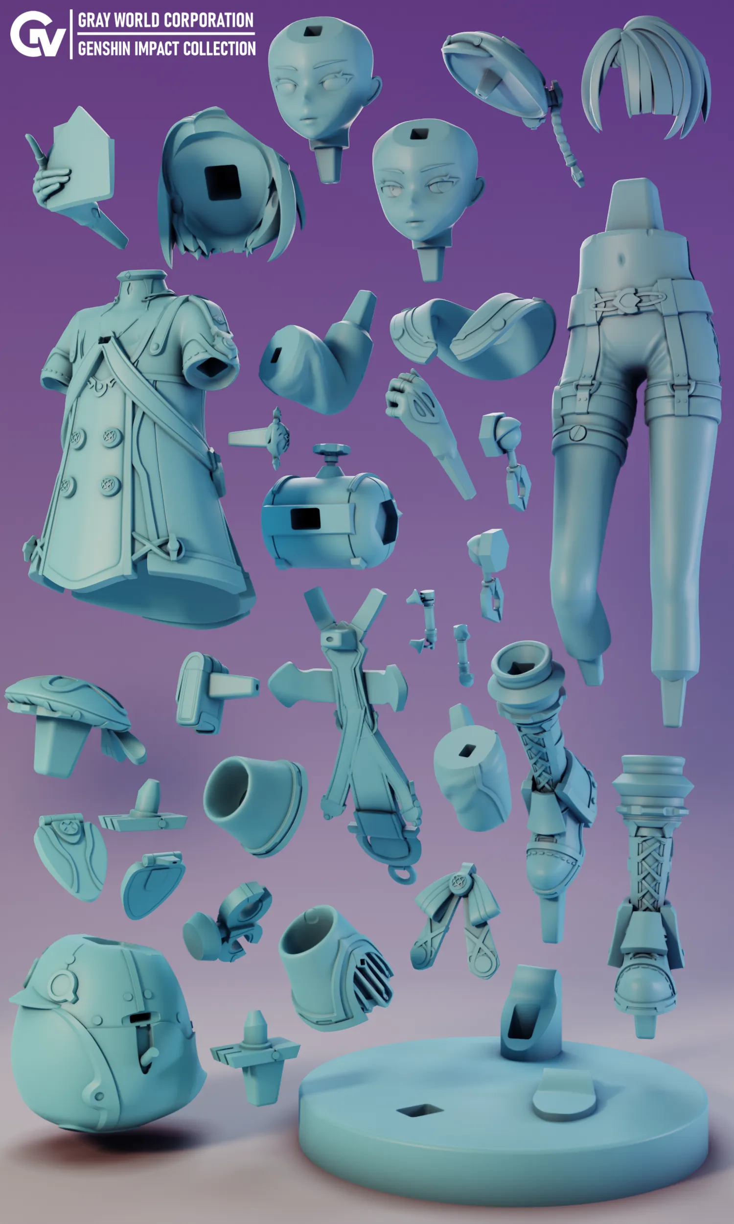 Miniatures STL Download - Freminet | Genshin Impactby Gray World ...