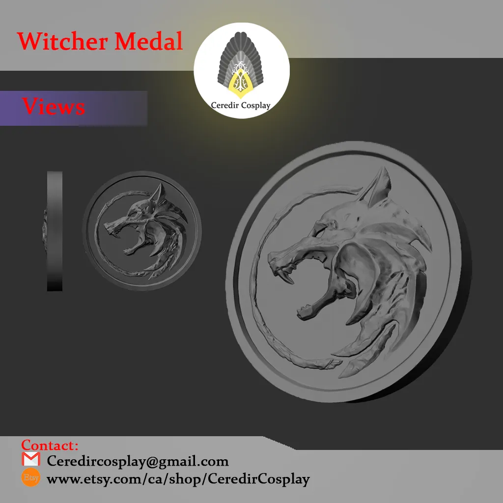 Jewelry & Accessories STL Download - Witcher Trinity Wolf Medallion 3d ...