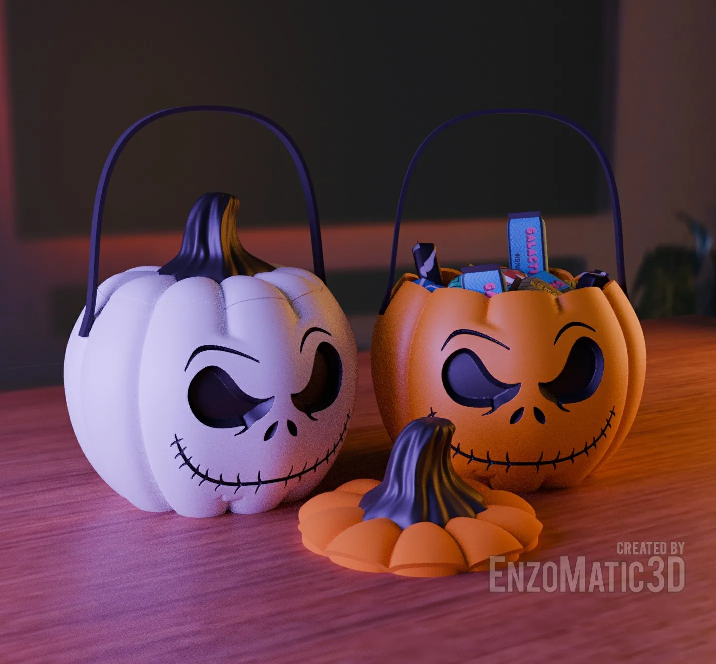 Pumpkin jack Candy bucket trick or treat Halloween STL 3MF | 3D models download | Creality Cloud