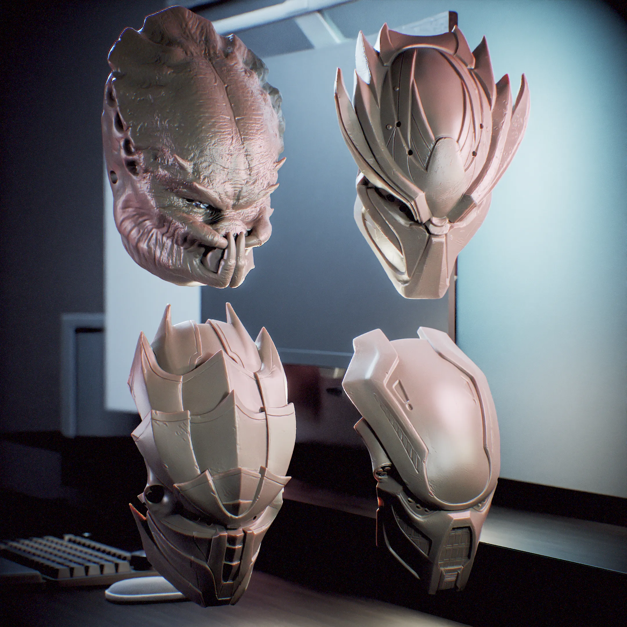 Cosplay STL Download - Predator masks x 4 Packby greencatpoly