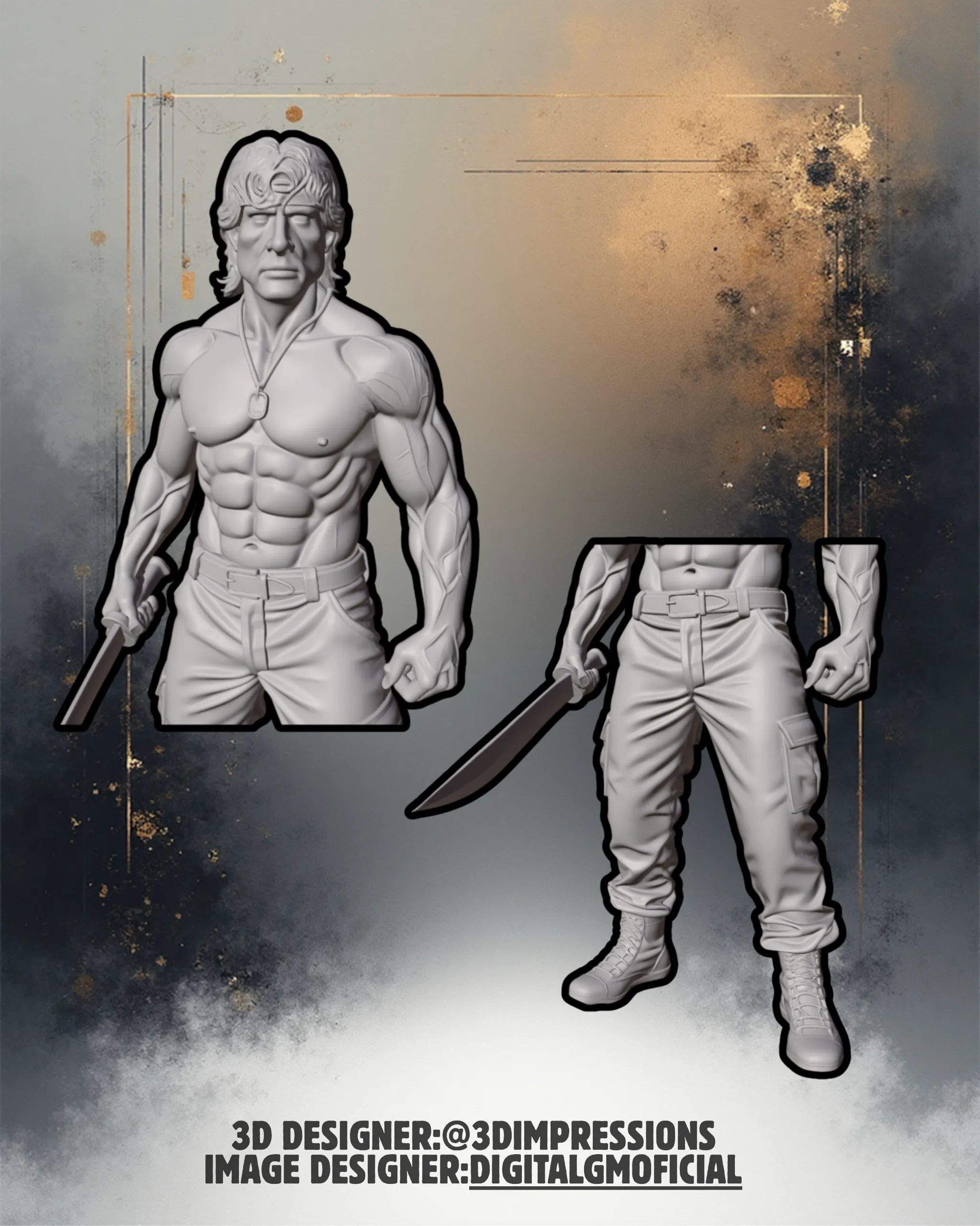 Characters & Creatures STL Download - Figure (Sylvester Stallone) John ...