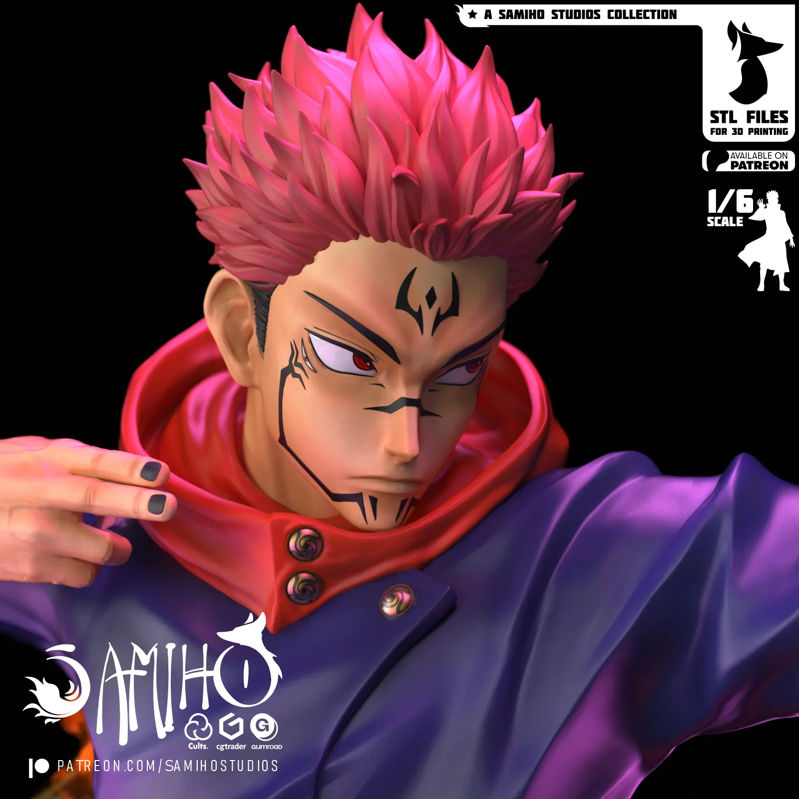 Characters & Creatures STL Download - Samiho Studios - Sukuna Flame ...