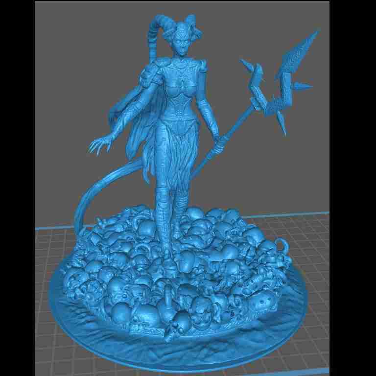 Daemonette with horns and spear - figure dark miniatures war | 3D ...