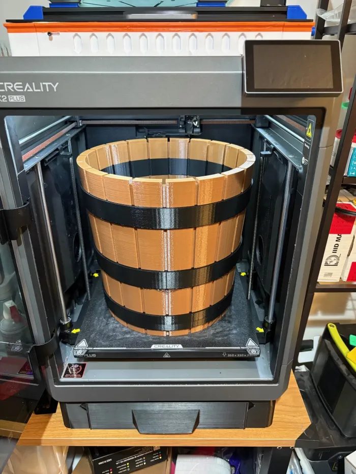 3D Printer Files | 3MF File | Whiskey Grape Stomping half-barrel planter | Creality Cloud
