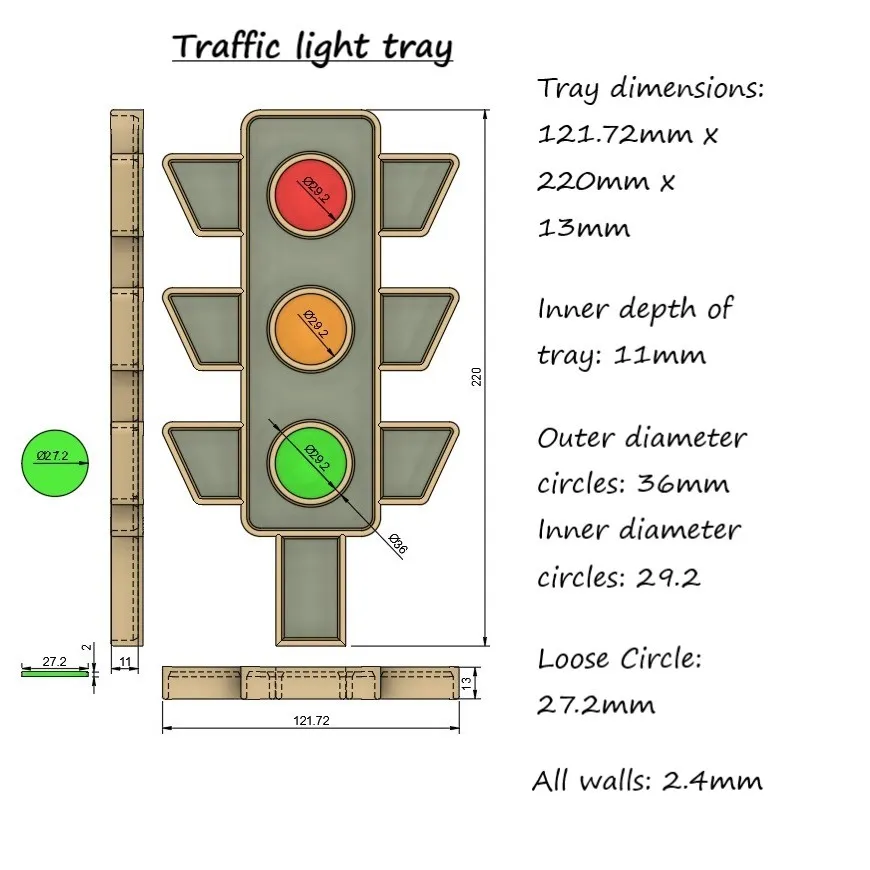 Stationery & Learning Tools STL Download - TRAFFIC LIGHT SORTING PLAY ...