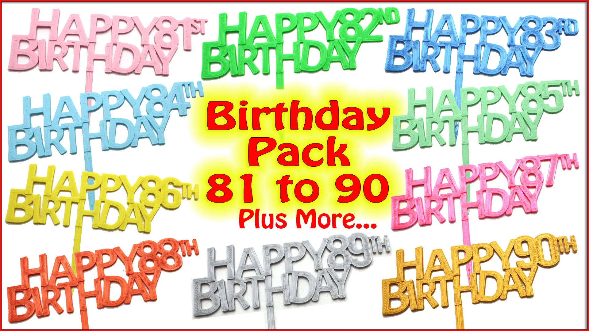 Other STL Download - Birthday Cake Toppers Pack. Ages 81 to 90by Kalbo