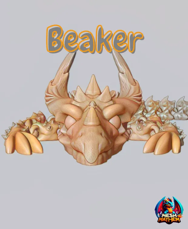 Characters & Creatures STL Download - Beaker Articulated Dragonby Mesh ...
