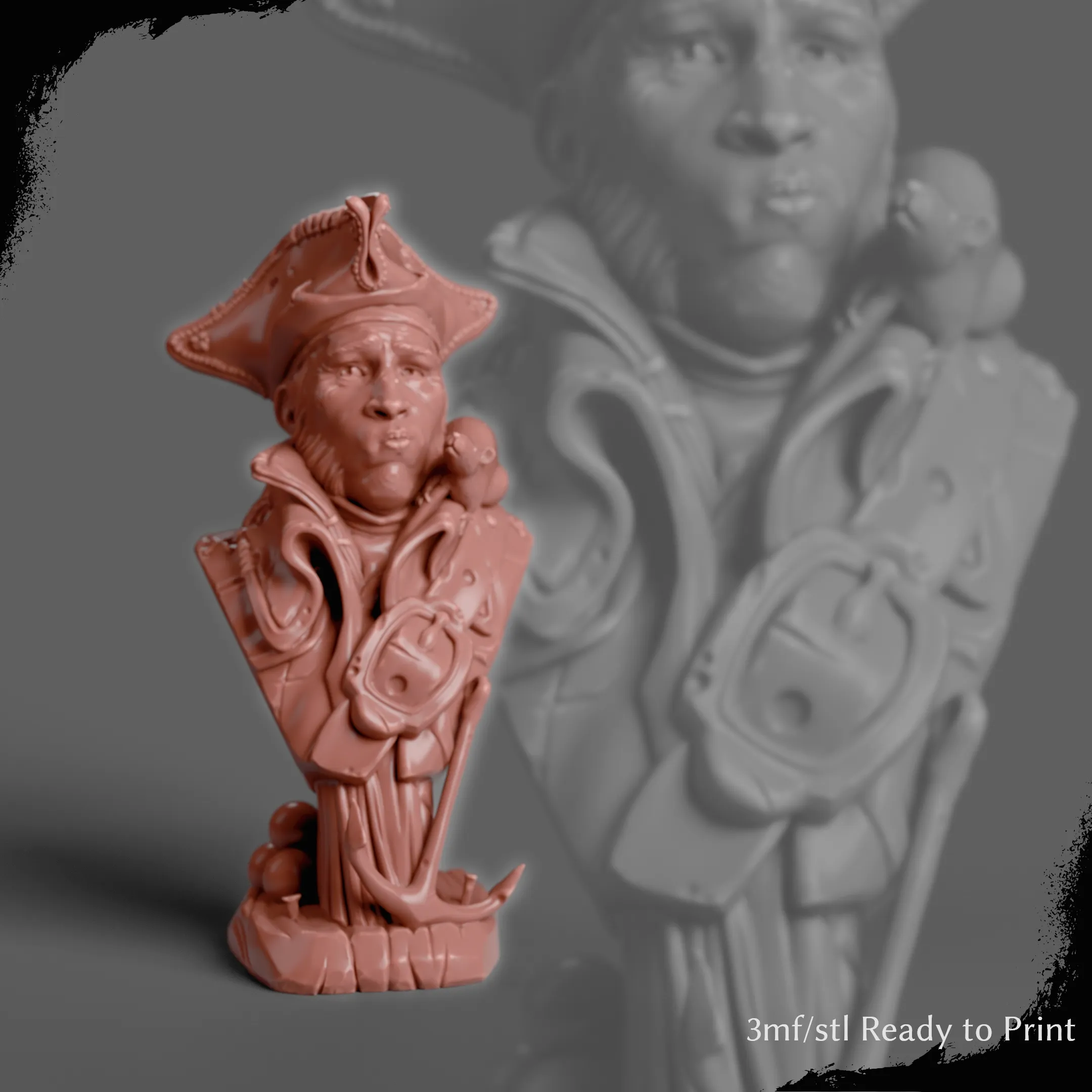 3D Printer Files | 3MF File | Pirate Bust | Creality Cloud