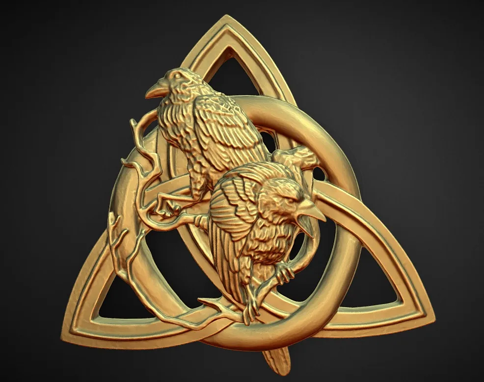 Sculptures & Artworks STL Download - Norse Rune raven carving ...