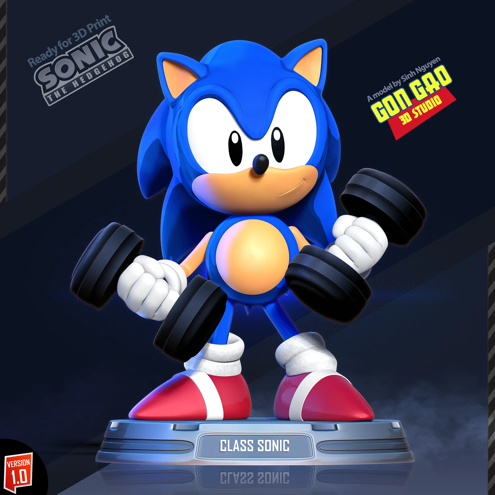 Other STL Download - Classic Sonic is lifting weightsby nlsinh