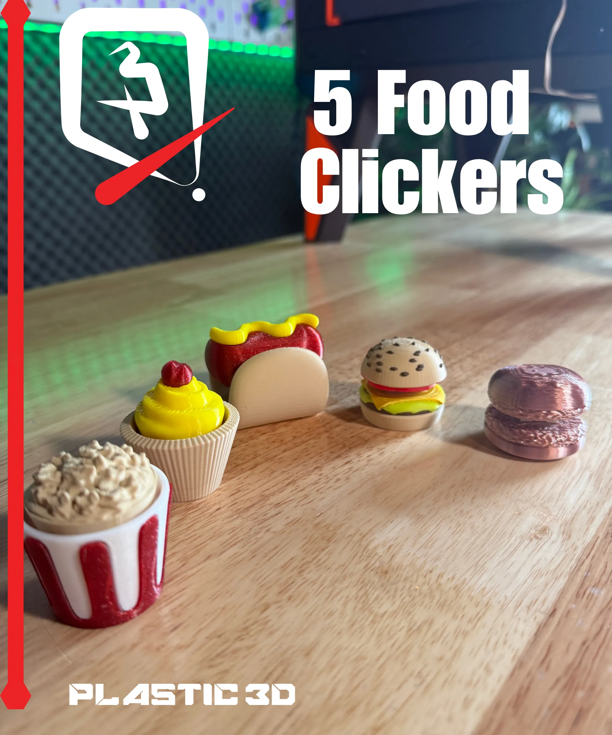 3D Printer Files | 3MF File | 5 Food-Themed Clickers – Satisfy Your ...