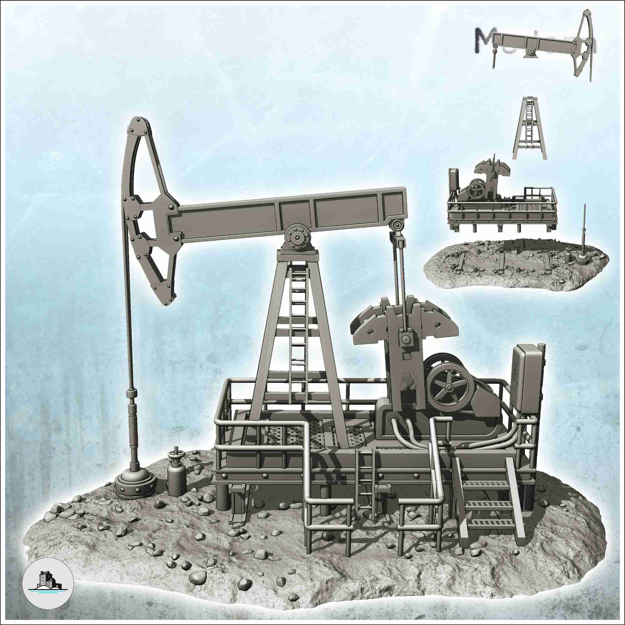 Pump jack Pumpjack oil well extraction system with piston (3 | 3D ...