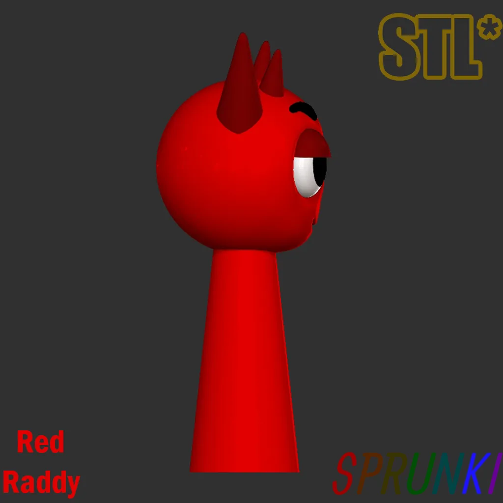 Characters & Creatures STL Download - Sprunki Incredibox Red Raddy STL ...