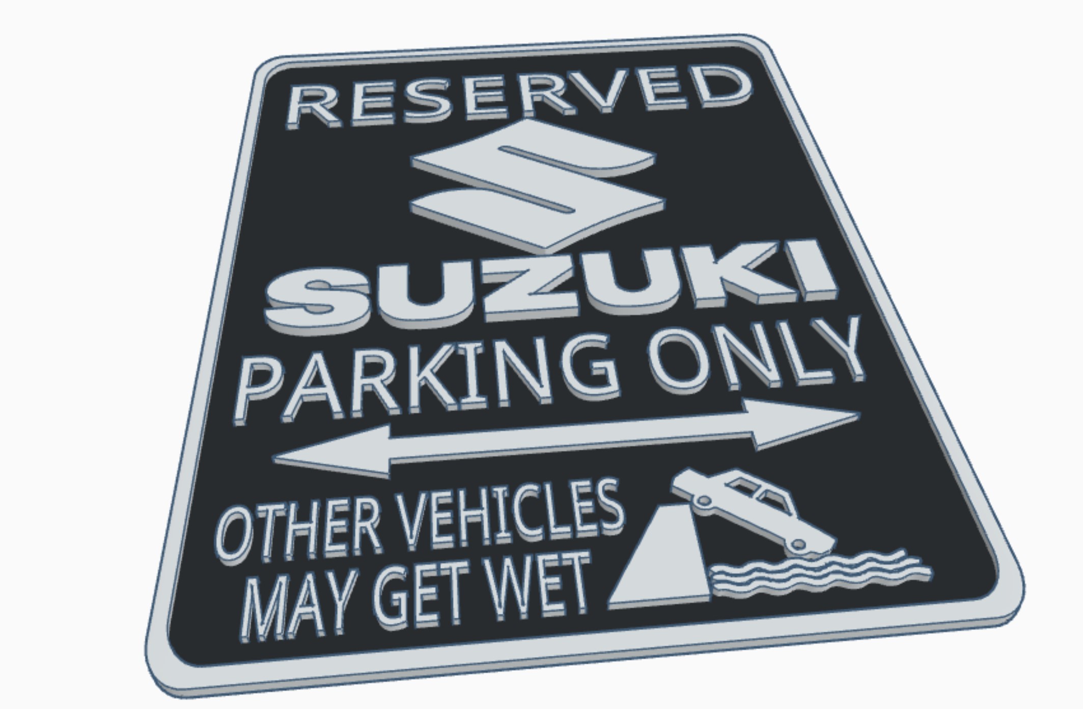 Suzuki Motorcycle Workshop Garage Biker Parking Warning Sign | 3D ...