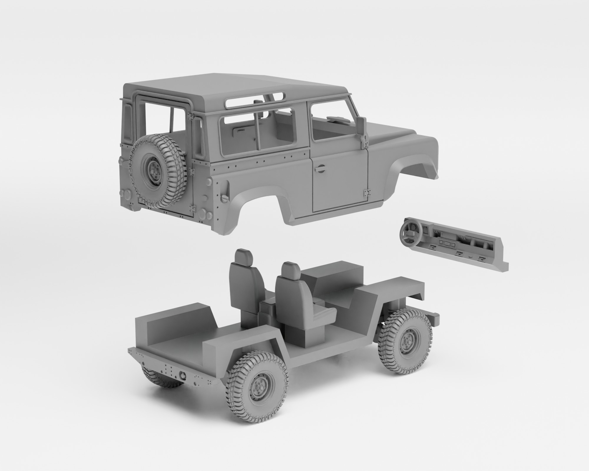 Land Rover Defender 90 - H0 scale car model kit | 3D models download ...
