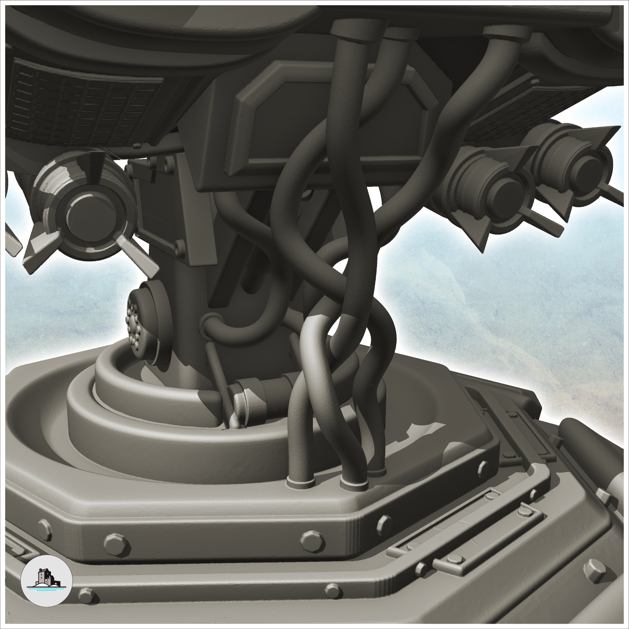 Firing turret double cannon Terrain Scifi Science fiction SF | 3D ...