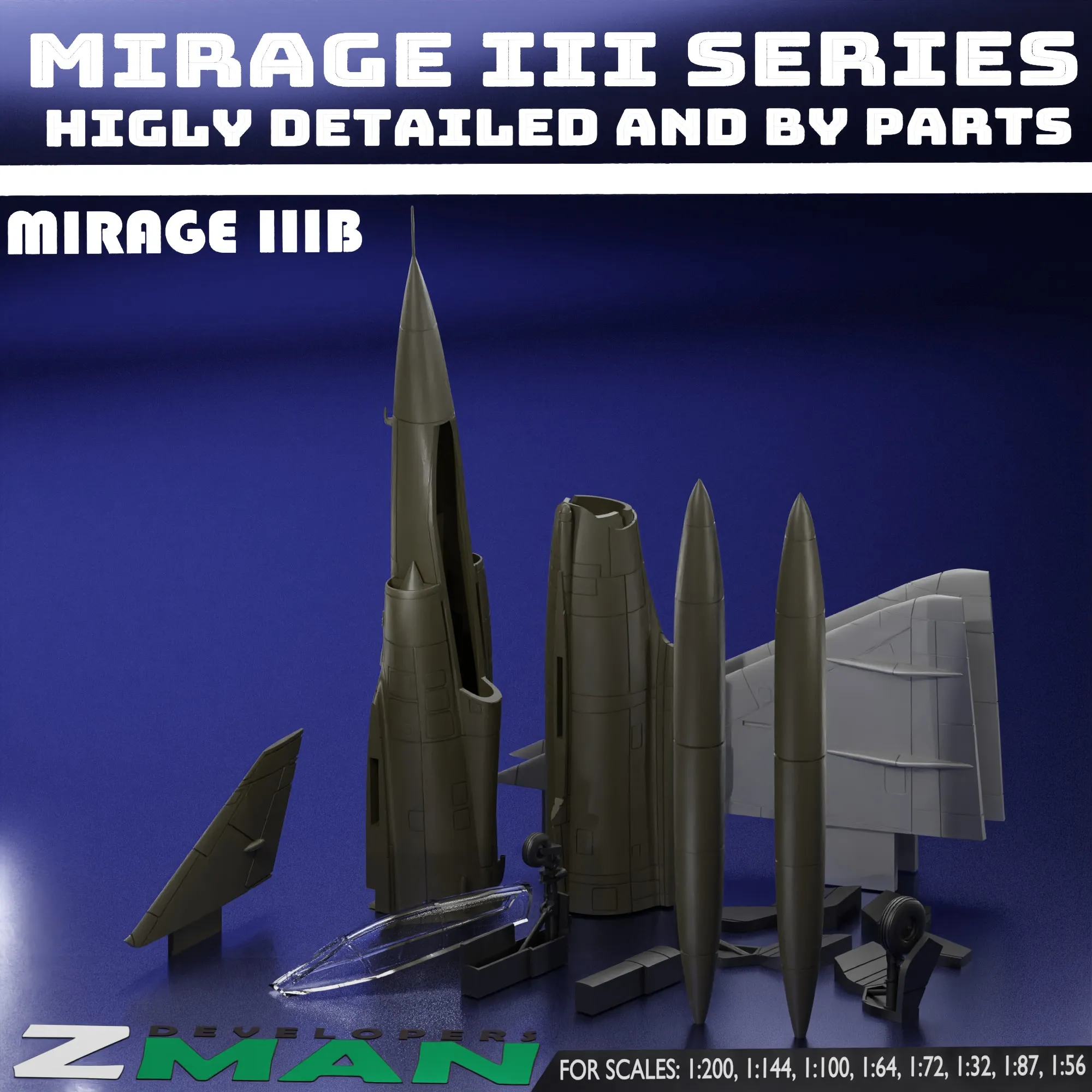 Other STL Download - Mirage IIIB (4 IN 1) V5by Z-MAN DEVELOPERS