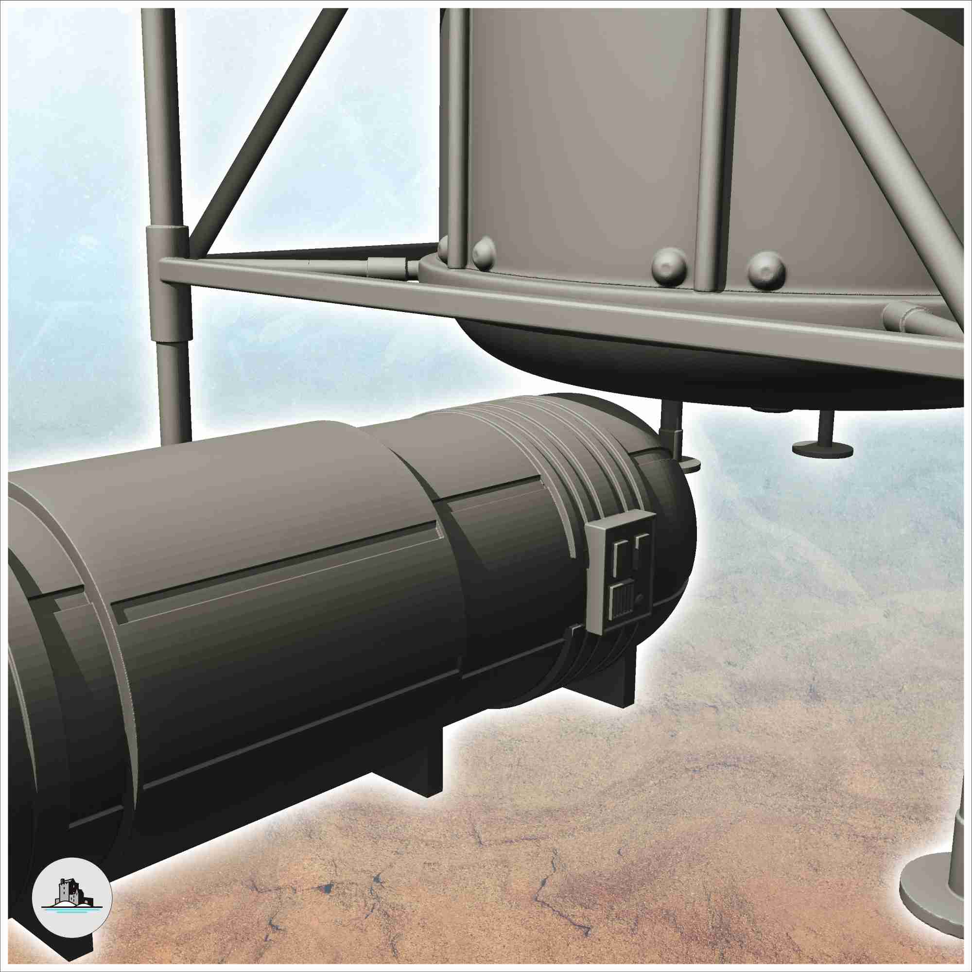 Futuristic base module on metal feet with antenna (25) | 3D models ...
