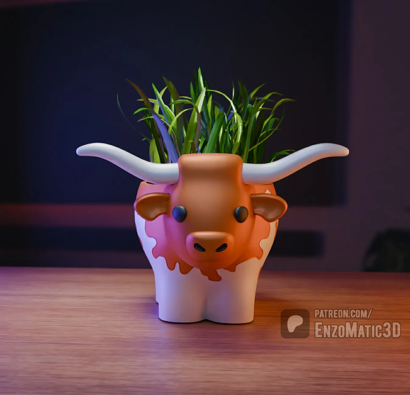 Home Decorations & Ornaments STL Download - Texas longhorn flower pot ...