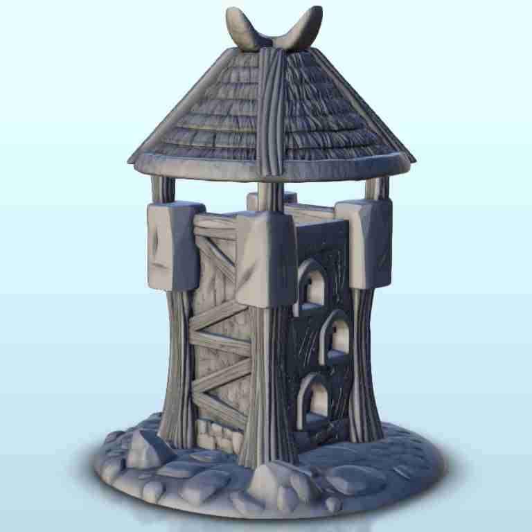 Watchtower in wood and stone 4 - miniatures warhammer figure | 3D ...
