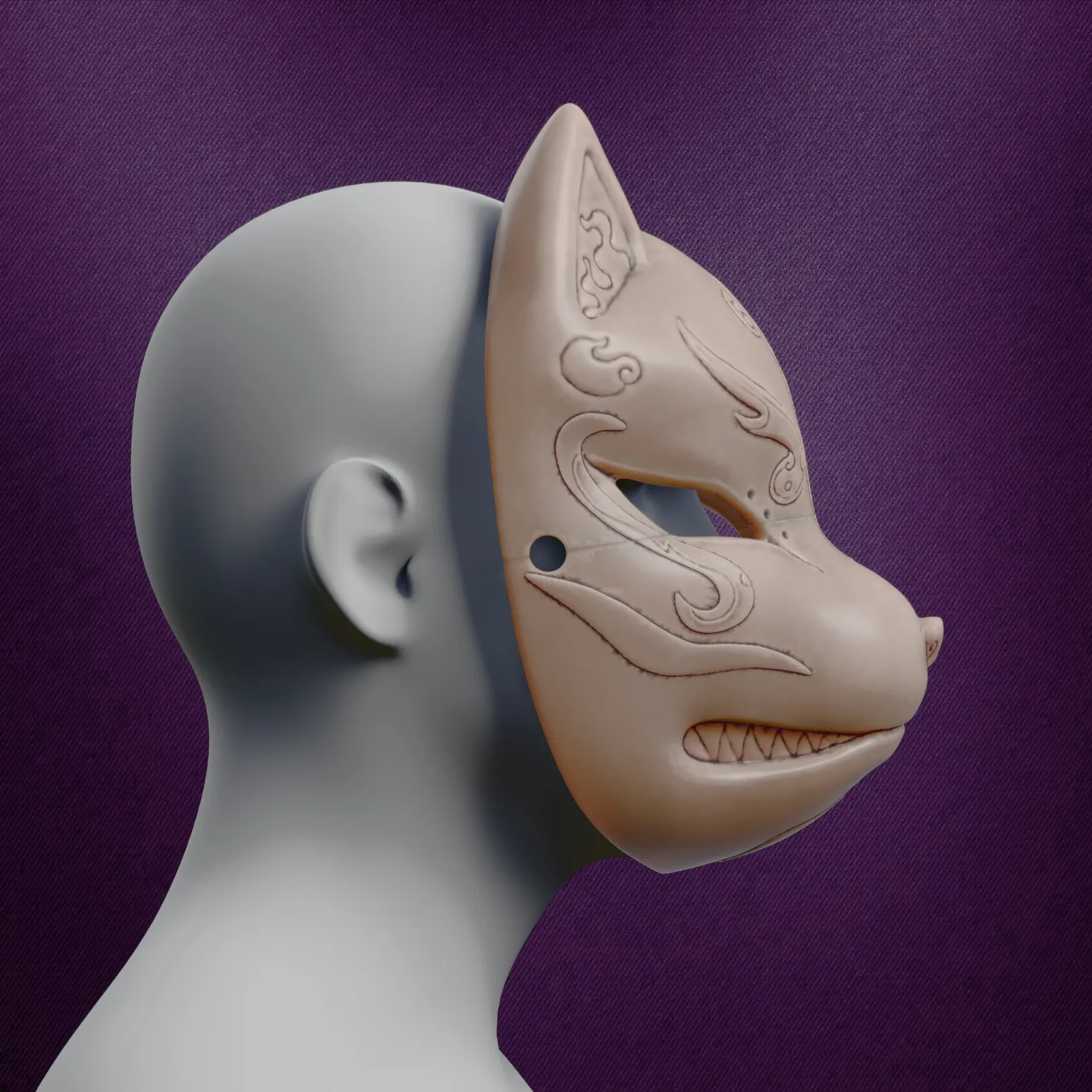 Kitsune Japanese Mask - Cosplay Accessory | 3D模型下载 | 创想云
