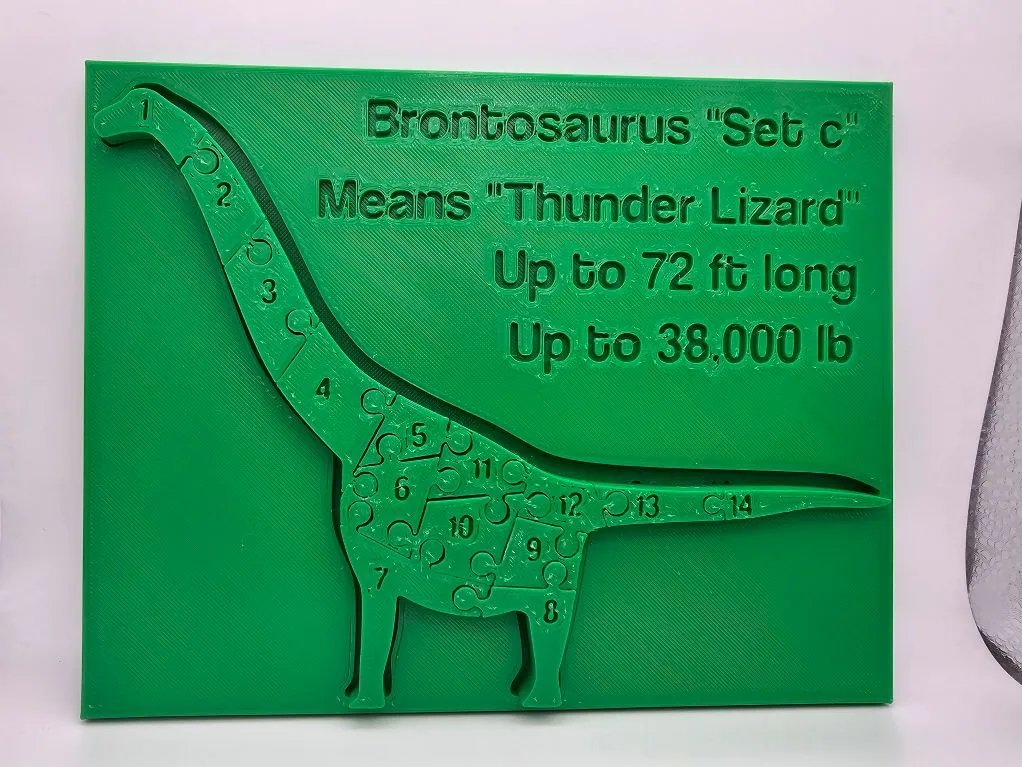 Sculptures & Artworks STL Download - Dino Puzzle - Brontosaurus - Set ...