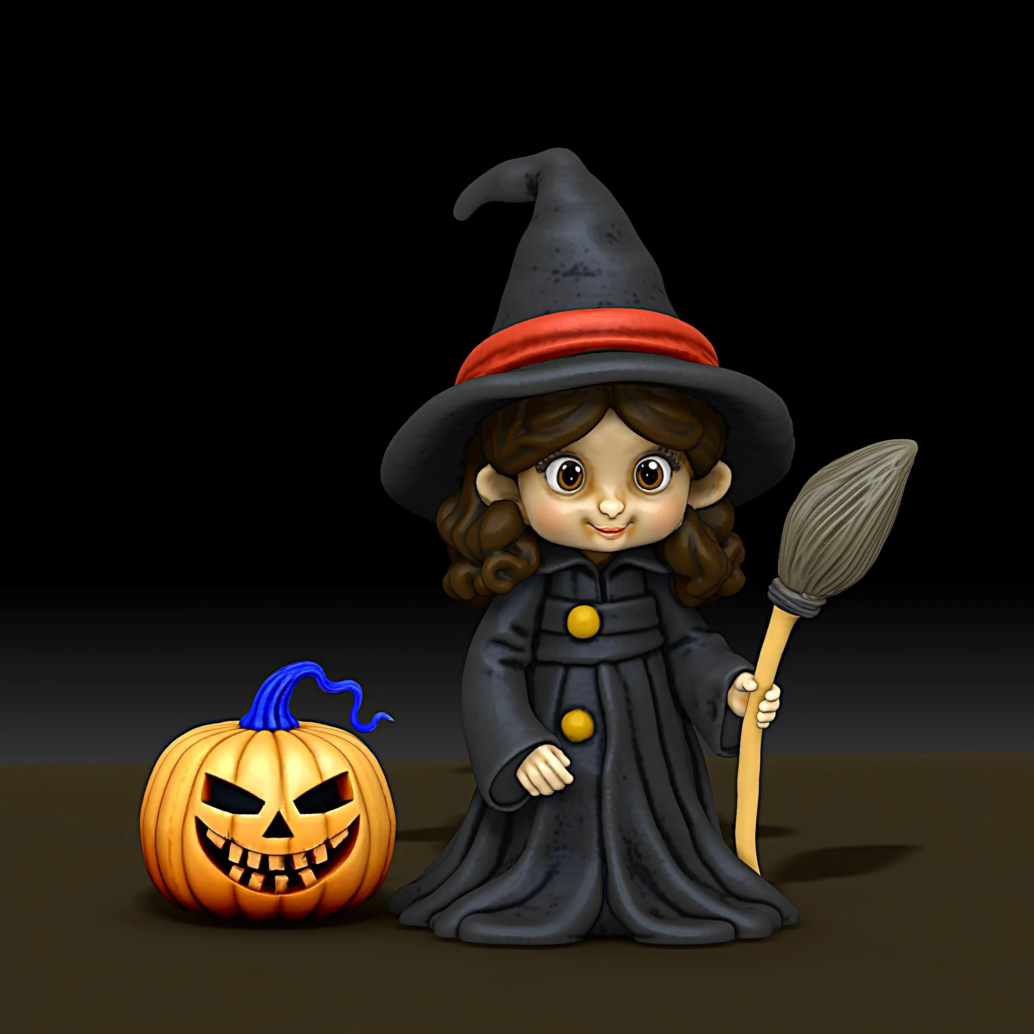 Characters & Creatures STL Descarga - Cute mini Witch collectible figurine - Alberto_Bauer