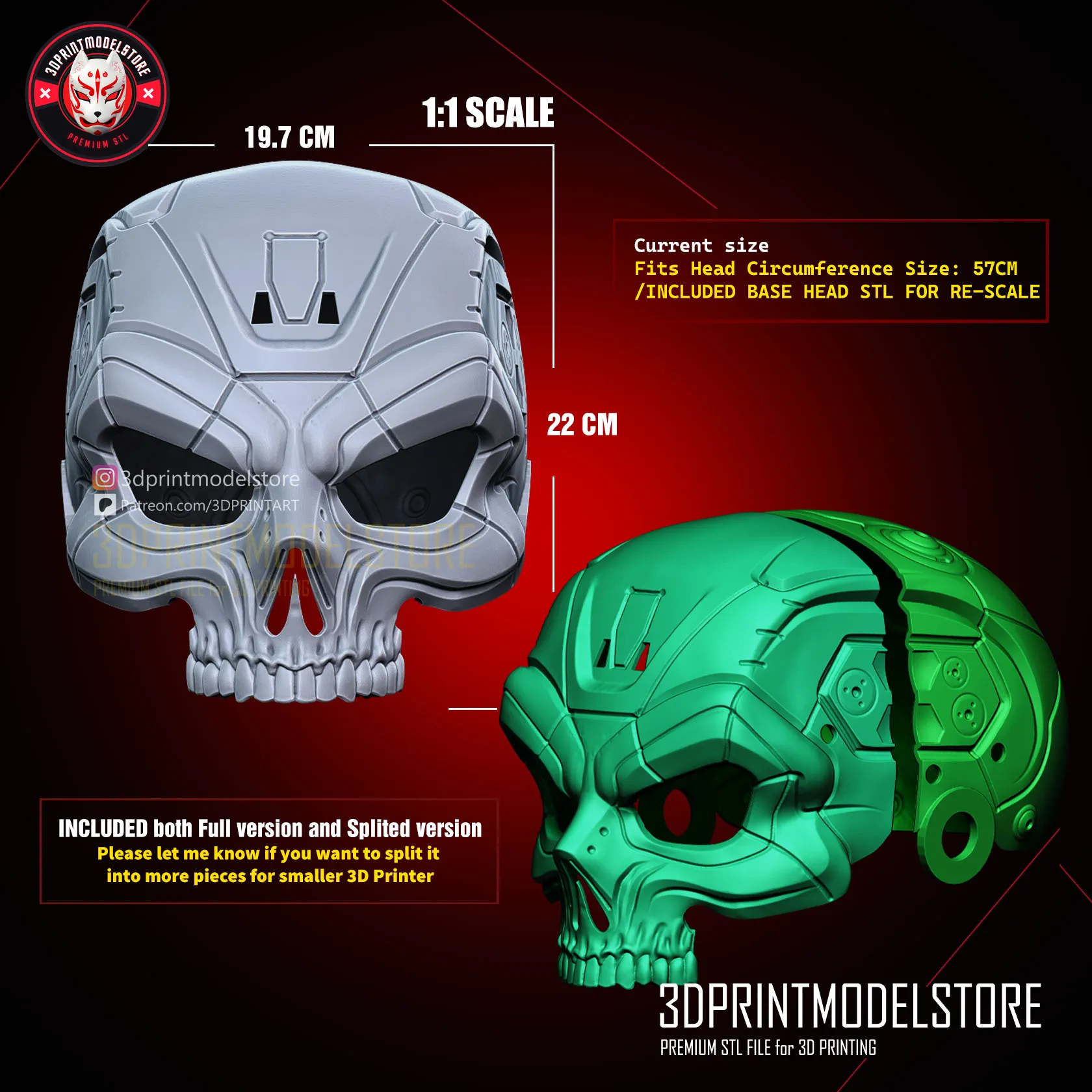 Cosplay STL Download - Terminator Zero Half Mask - Premium STL for ...