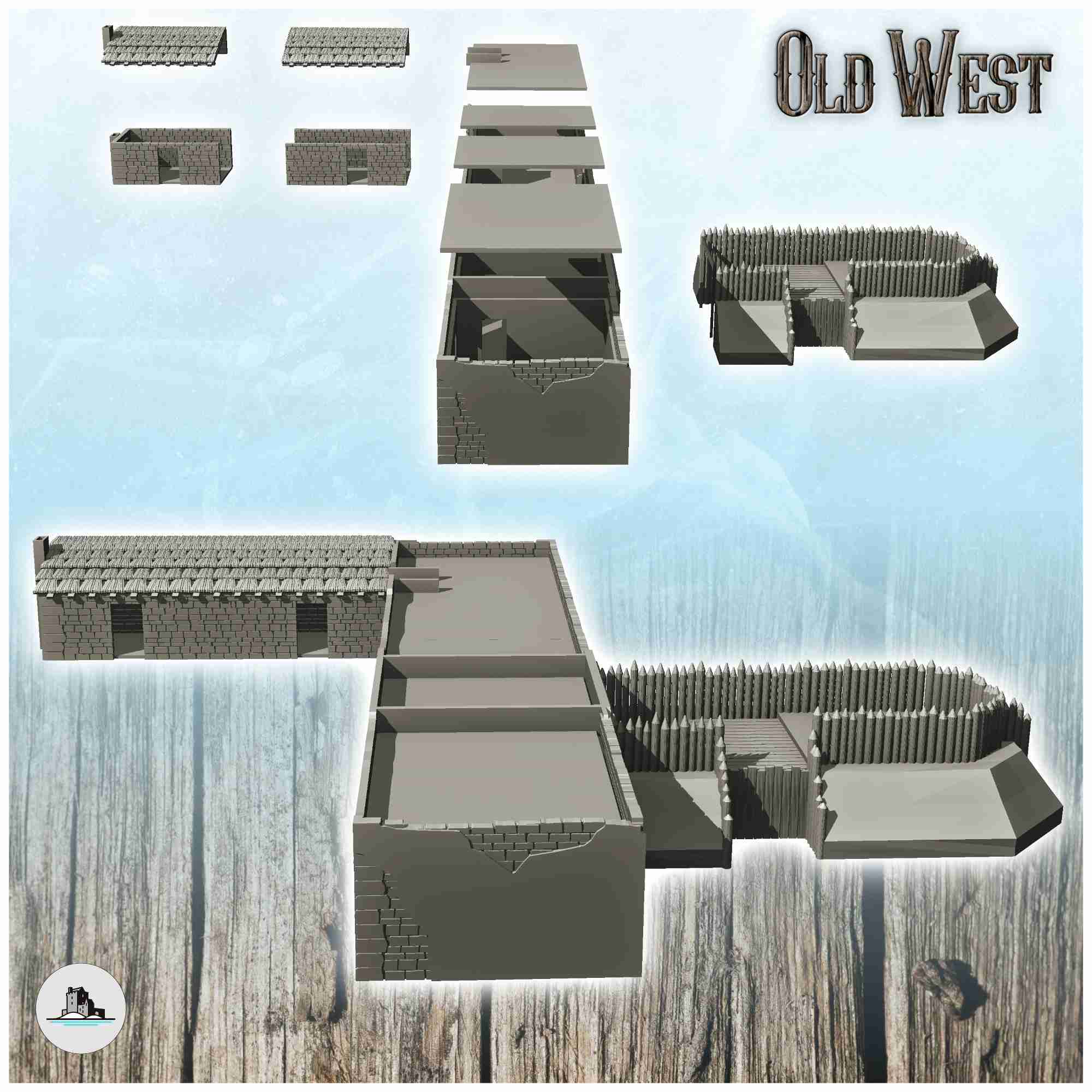 Entrance to the Alamo Fort with houses and fortification (1) | 3D ...