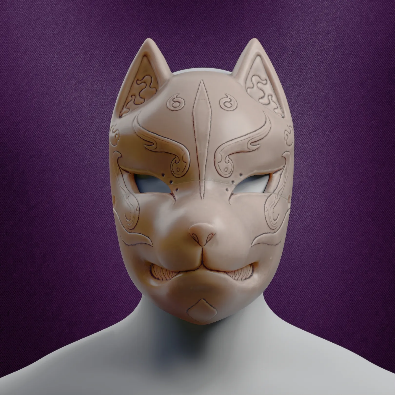 Kitsune Japanese Mask - Cosplay Accessory | 3D模型下载 | 创想云