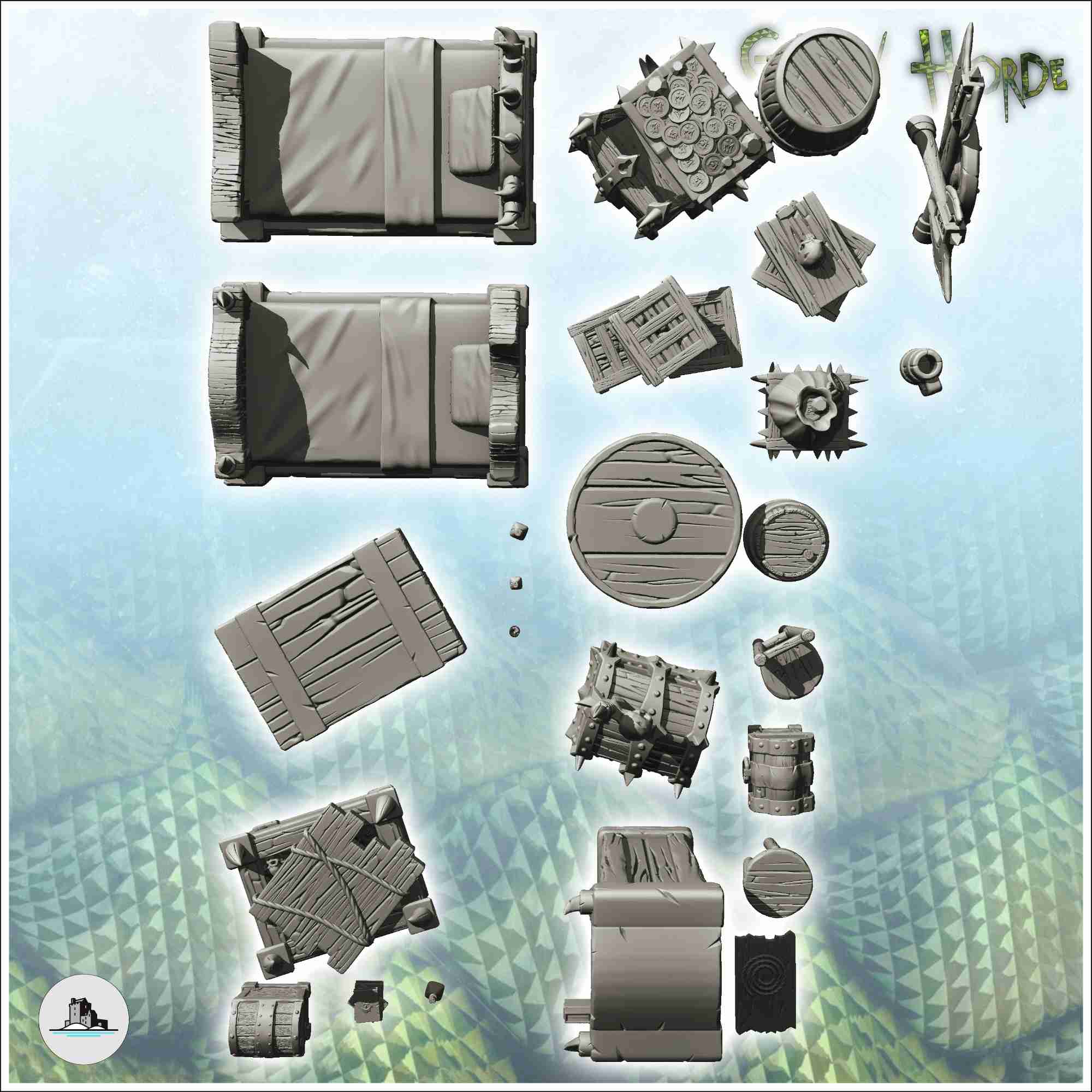 Chaos interior furniture set with beds and trophy (16) - min | 3D ...