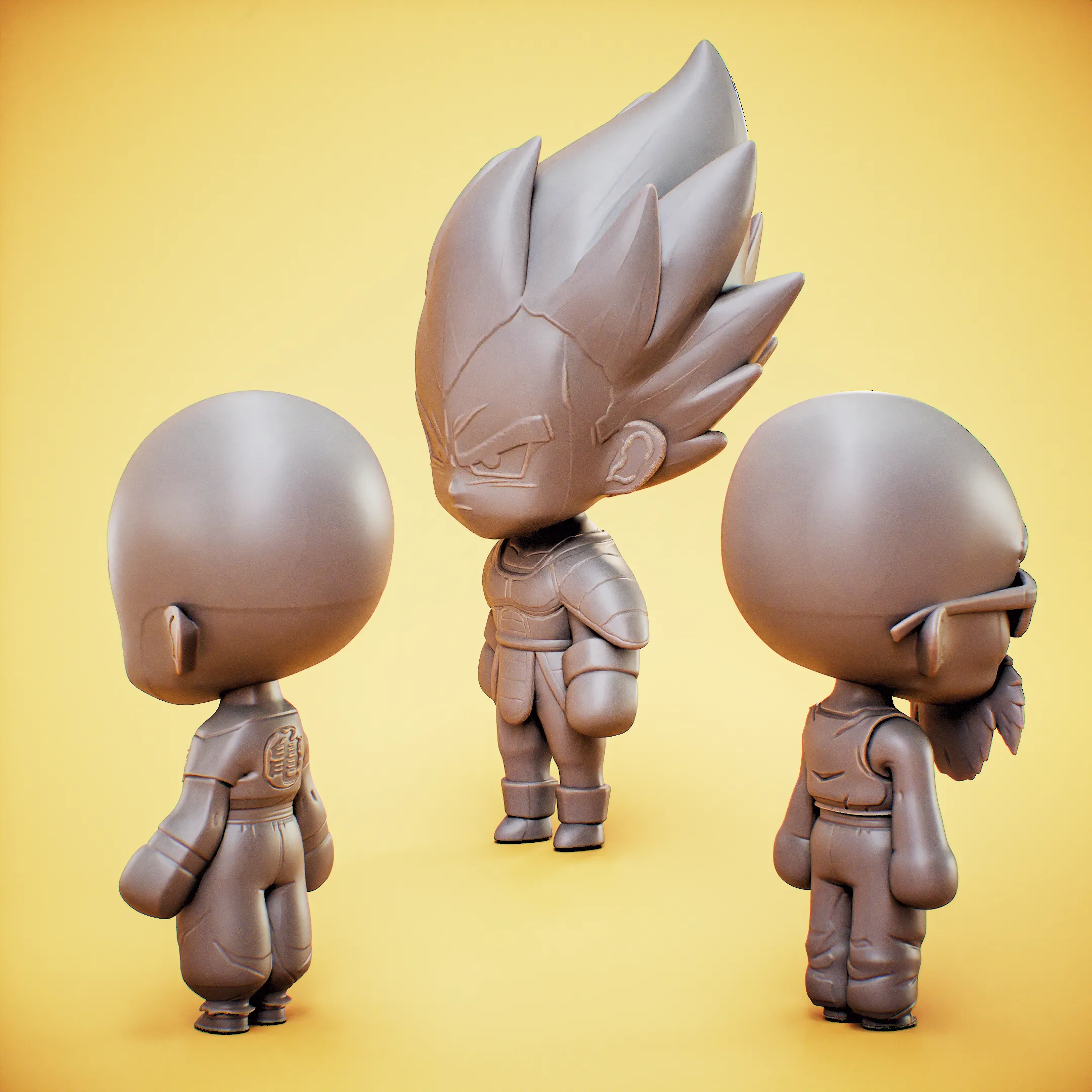 Characters & Creatures STL Download - Vegeta Krillin y Master Roshi ...