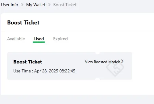 Finally got to use my first boost ticket on a model I downloaded a ...