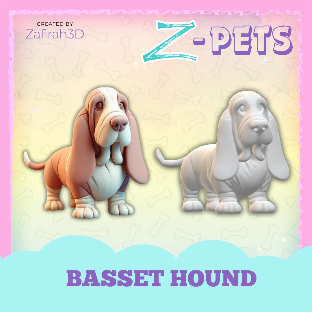 Characters & Creatures STL Download - Z-PETS BASSEN HOUND 1by Zafirah99