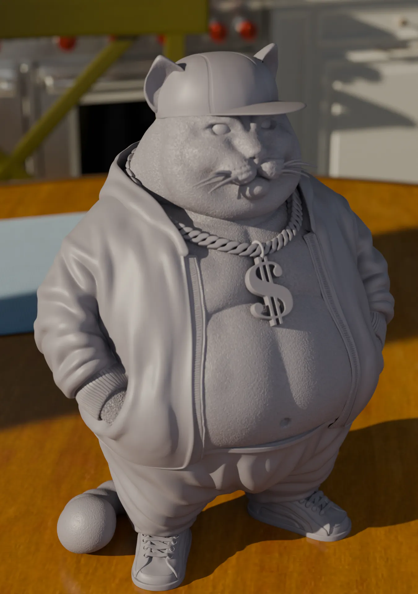 Characters & Creatures STL Download - FAT RAPPER CATby MirDraft